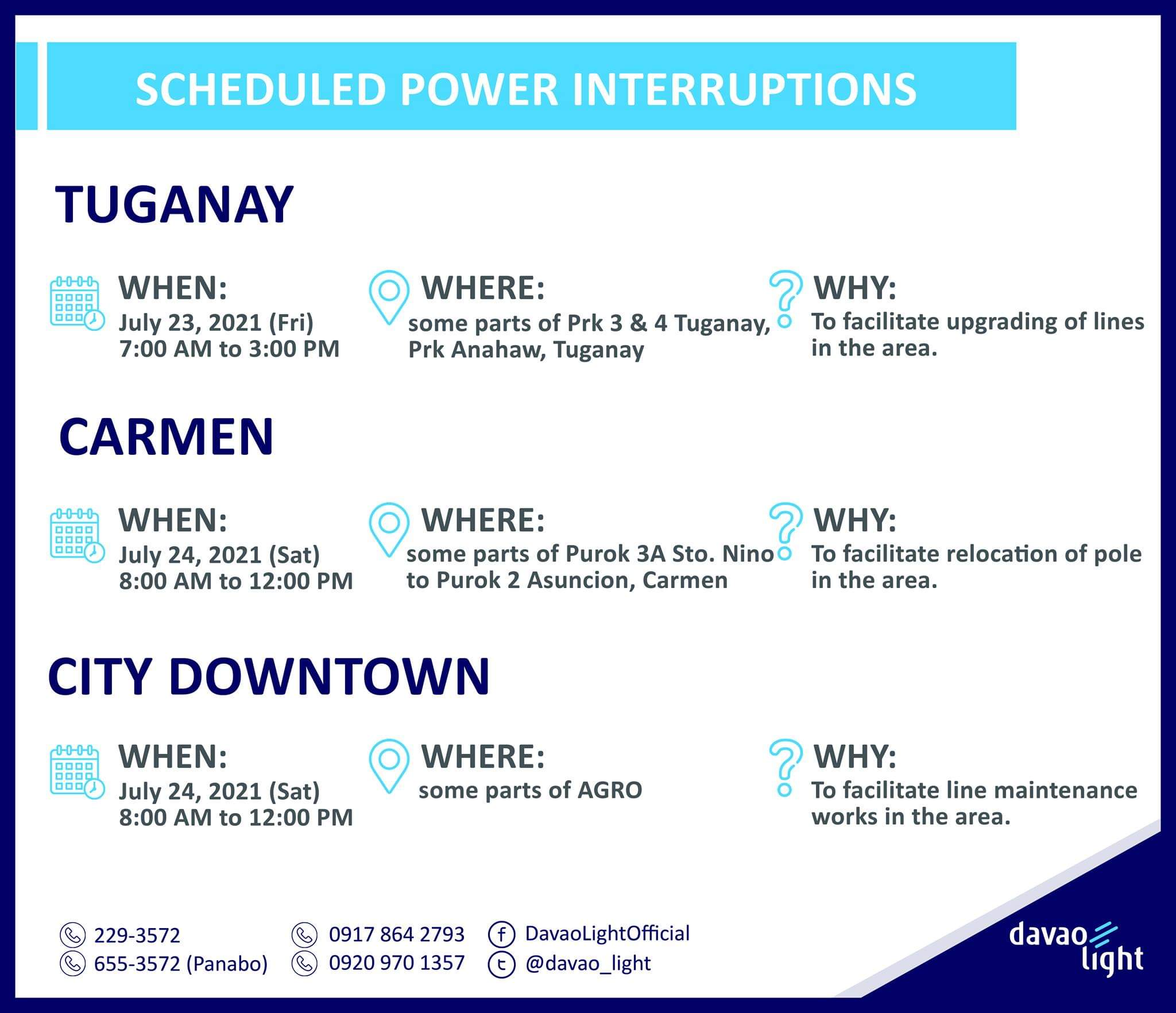 Davao Light & Power Co. Scheduled Power Interruptions - DAVAO LIFE