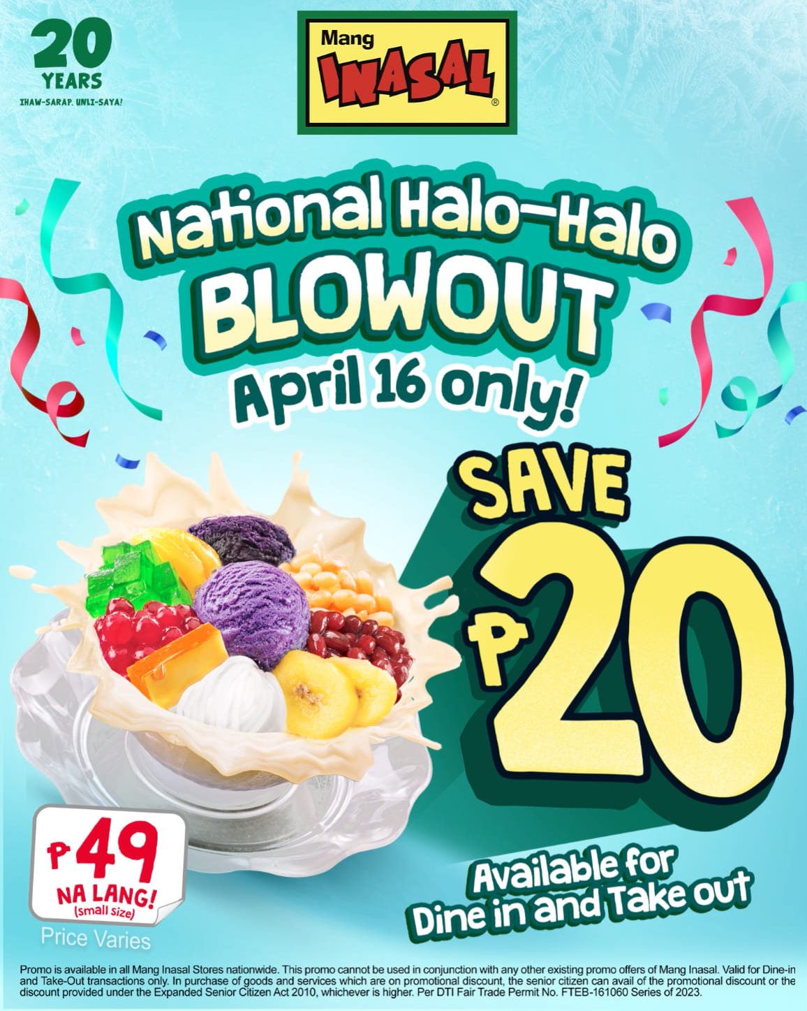 Save The Date: April 16 is Mang Inasal National Halo-Halo Blowout ...