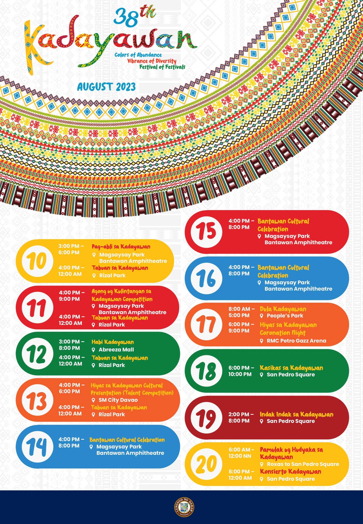 38th Kadayawan Festival 2023 Calendar and Schedule of Activities ...